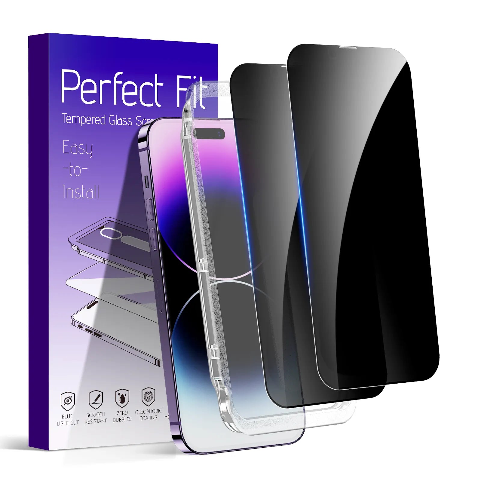Protescreen Privacy Screen Protector for iPhone | 9H Anti-Spy Glass, 2 Pack